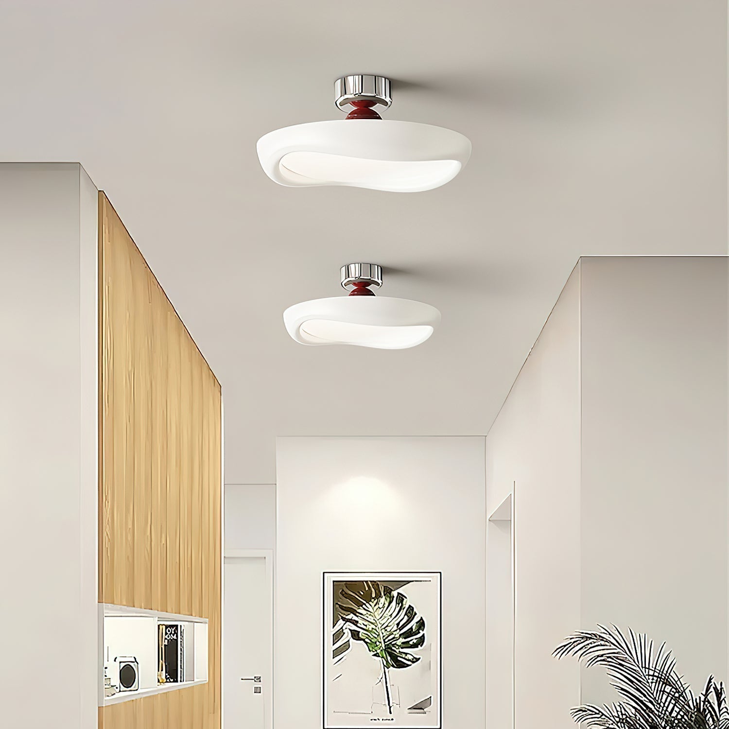 Moderne LED Plafondlamp met Elegante Rode Accenten voor Slaapkamer en ...